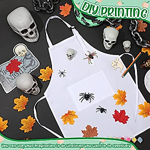 Handepo 35 Pcs Children Artists Aprons with Pockets Adjustable Chef Apron Kids Painting Aprons for Cooking Kitchen Grilling Painting (White, Age 7-13)