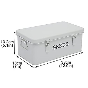 Xbopetda Seed Saving Box, Metal Seed Bin, Seed Storage Organizer Box, Seed Packet Container with Lid, Seed Envelope Storage Box, 4 Compartments Garden Seed Bin with Safety Locks-White