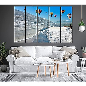 Balloons Over the Thermal Springs of Pamukkale Canvas Print 1 Panel / 36x24 inches