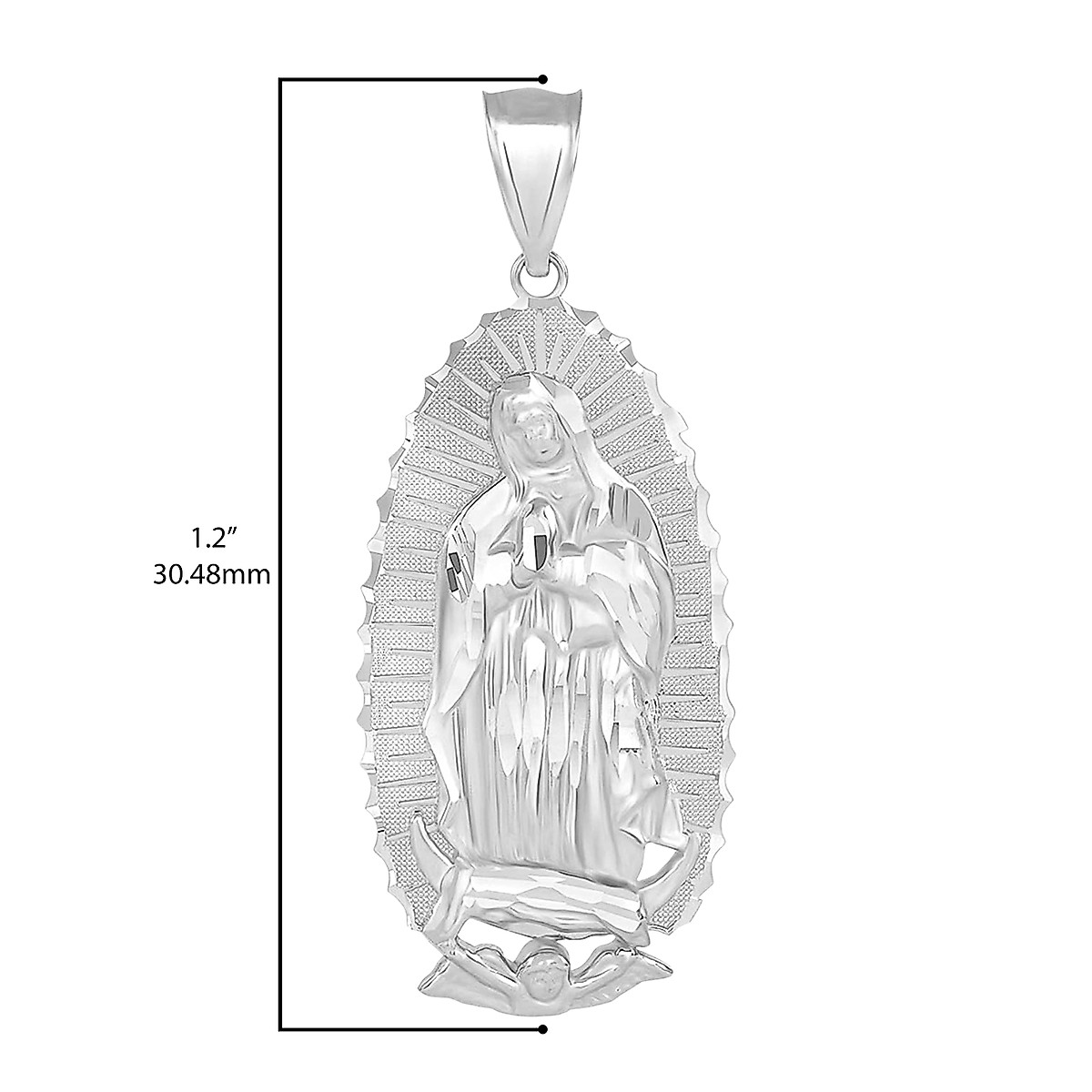 Claddagh Gold .925 Sterling Silver 1-1/5" Our Lady of Guadalupe Immaculate Conception Catholic Pendant