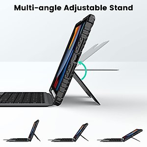 Nillkin iPad 9th Generation (10.2", 2021) Case with Detachable Keyboard, Magic Trackpad, Portrait/Landscape Modes, Rugged Keyboard Case with Camera Cover for iPad 8th/7th Gen, Black