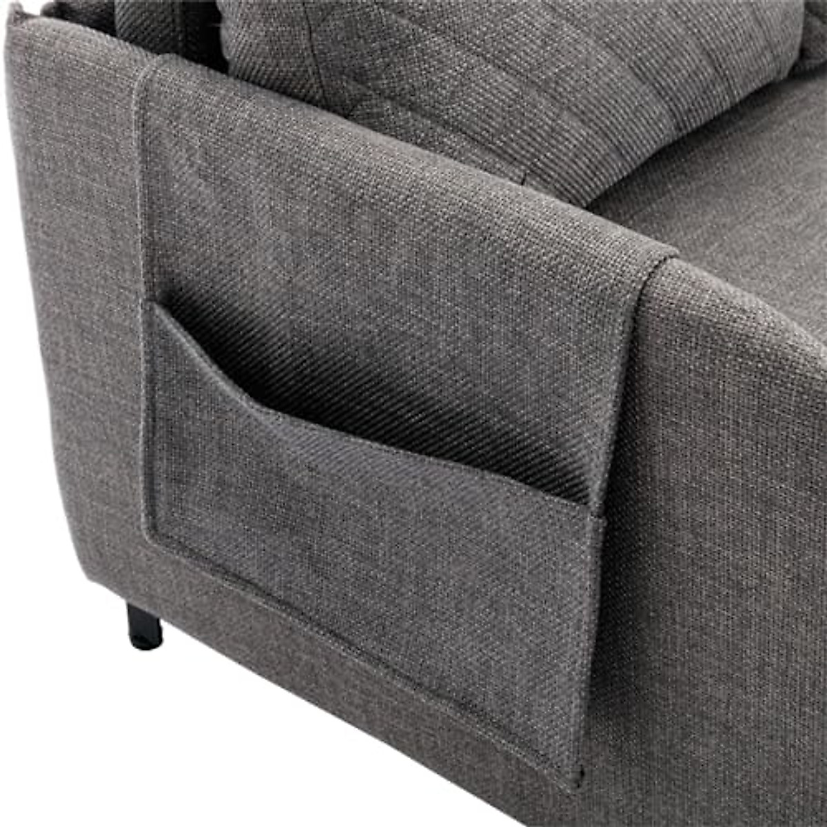 WALNUT Convertible Sleeper Sofa Bed, Velvet Loveseat Couch with Pull Out Bed, Small Sofa Bed with Headboard