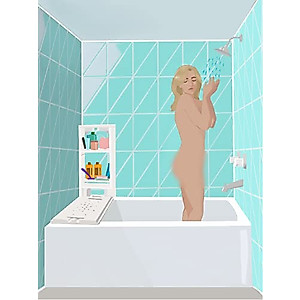 Bathtub Bench and Cabinet Anti-Slip Shower Chair and Bathroom Storage, White | FSA HSA Eligible