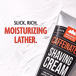 Pacific Shaving Company Caffeinated Shaving Cream - Shea Butter + Spearmint Antioxidant Shaving Cream with Caffeine - Clean Formula for a Hydrating, Redness Reducing + Irritation-Free Shave (7 Oz)