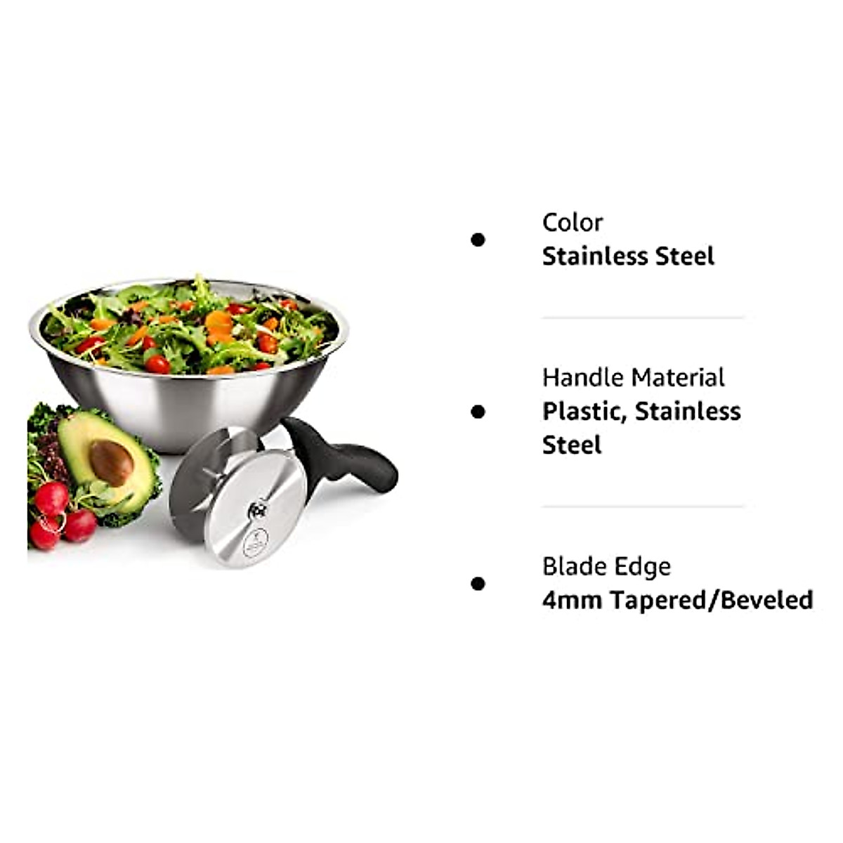 Salad Chopper Blade and Bowl – Stainless Steel Salad Cutter Bowl with Chef Grade Mezzaluna Salad Chopper – Ultra-Fast Salad Prep by Kitchen Hackables