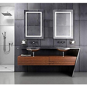 Krugg LED Medicine Cabinet 24 Inch X 36 Inch | Recessed or Surface Mount Mirror Cabinet w/Dimmer & Defogger + 3X Makeup Mirror Inside & Outlet + USB - Left Side