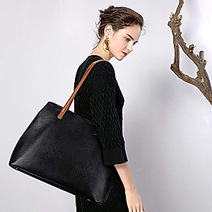 S-ZONE Women Soft Genuine Leather Tote Handbag Large Capacity Shoulder Hobo Bag Travel