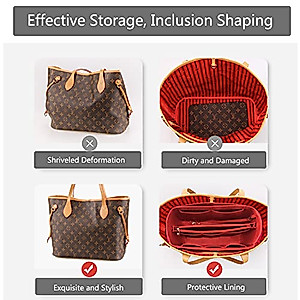 Lmeison Purse Organizer Insert for Handbags, Tote Bag Organizer with Zipper, Purse Insert for Marc Jacobs, Neverfull Mm Speedy and More, Black, Medium