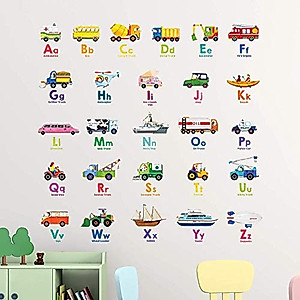DECOWALL BA-2005N Transport Alphabet Kids Wall Stickers Wall Decals Peel and Stick Removable Wall Stickers for Kids Nursery Bedroom Living Room