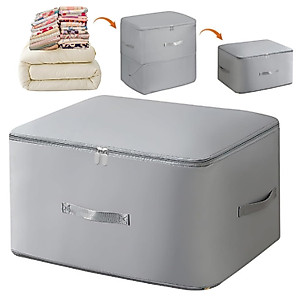 Ultra Space Saving Self Compression Organizer, Upgrade XL, Self Compression Organizer, Heavy Duty Compression Bags for Storage, Portable Space Saver Organizer for Comforters, Clothes, Blankets (Grey)
