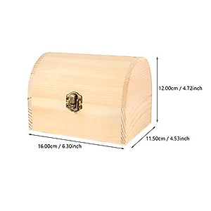 Hemoton Wood Craft Box Unfinished Wood Box Natural DIY Craft Stash Boxes Treasure Box Storage Trunks Storage Chests Jewery Case Gift Box with Hinged Lid Clasp for Arts Home Storage