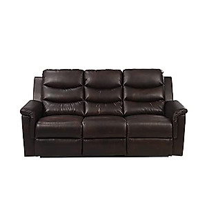YUNLife&Home PU Leather Manual Wall Hugger Chair with 2 Cup Holders&Pillow Top Armrest,Double Reclining Sectional Sofa 3-Seat Couch Loveseat for Living Room Apartment Office RV Theater Furniture Set