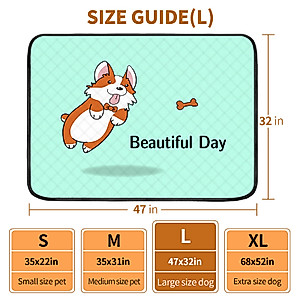 GOLOPET Washable Pee Pads for Dogs 47x32in 2-Pack Thick Reusable Puppy Pads Extra-Absorbent Prevent Leakage Non-Slip for Puppy Playpen, Crate, Whelping Box, Potty Training Reusable,Blue