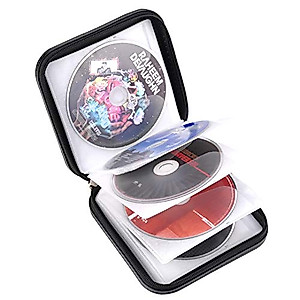 XiongYe CD DVD Wallet, 32 Capacity Heavy Duty, DVD CD Case Holder for Car, Portable DVD/VCD Storage Disk, Hard Shell Sturdy case , Car CD Disk Holder, Booklet, Blu-ray Wallet (32 Capacity,Black)