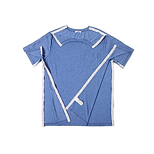 Deyeek Men's Post Shoulder Surgery Shirts Recovery Tear Away Short Sleeve Full Open Side Snap Adaptive Chemo Clothing