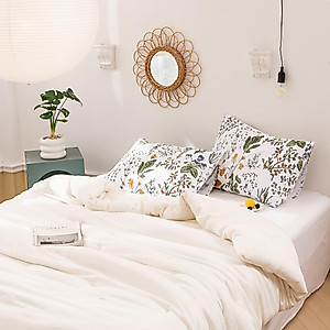 ECOCOTT 100% Cotton Pillowcases Standard Size, Floral Print Pattern Pillow Cover 2 Pack, Super Soft Envelope Closure Standard Pillow Case Set (Standard, 20"x26")