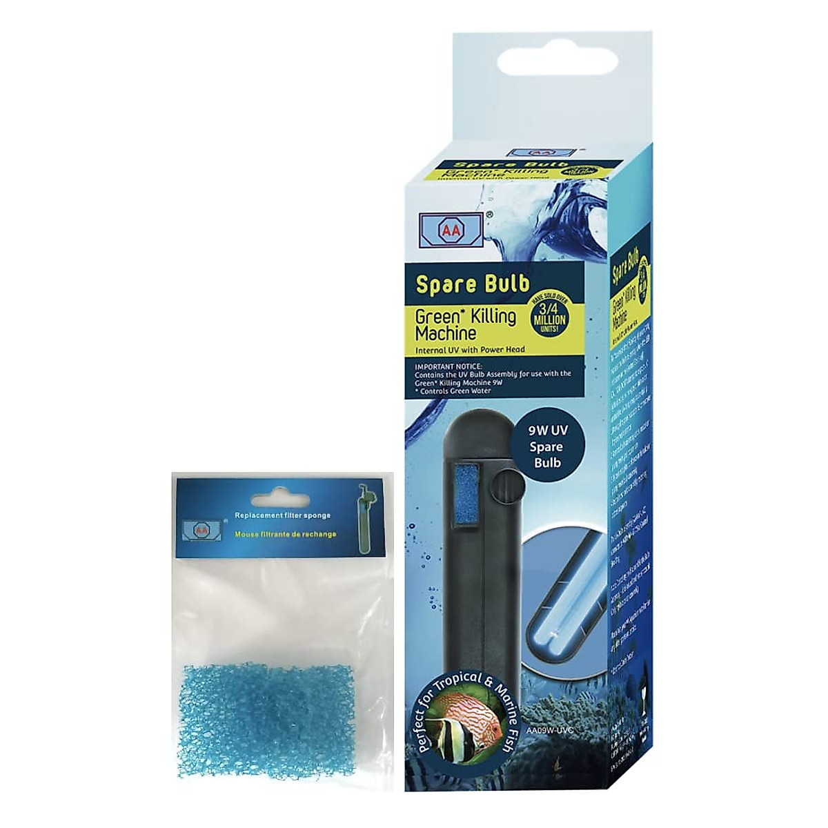 AA GKM9W Internal UV Spare Bulb with One Pack Replacement Sponge (2 Items)