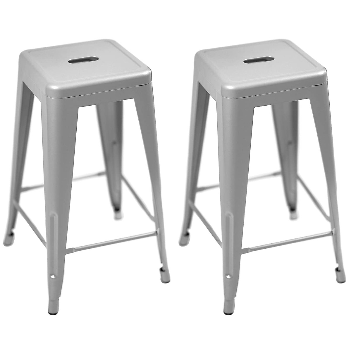 Sunjoy Group (#S-DNC1267PST) Stackable Metal Barstool, Silver, 26", Pack of 2