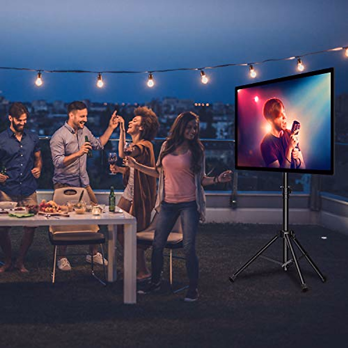 PERLESMITH TV Tripod Stand-Portable TV Stand for 23-60 Inch LED LCD OLED Flat Screen TVs-Height Adjustable Display Floor TV Stand with VESA 400x400mm, Holds up to 88lbs PSTM1