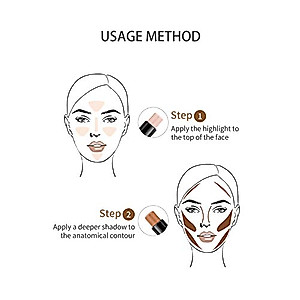 MIRORA Contour Stick, Concealer Contour, Shading Highlighter Stick for Makeup, 2 in 1 effect Face Cosmetics (2 Colors, Lvory, Dark Brown)