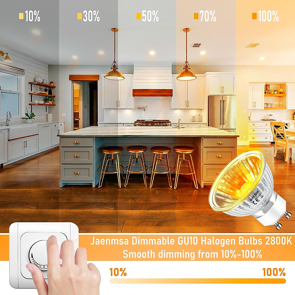 Jaenmsa 50W GU10 Halogen Bulbs for Candle Warmer Lamp, 6Pcs MR16 GU10+c 120v 50w Halogen Light Bulbs 2 Pin Warm White 2800K, Dimmable 50 Watt GU10 Bulbs for Wax Warmer Bulbs,Track Lighting Bulbs