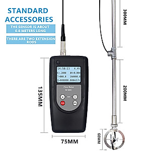 FM-100V5 Portable Velocity Flow Meter Flowmeter Water Velocity Meter Speed Range 0.01~5.00 m/s Temperature Range -10℃~50℃