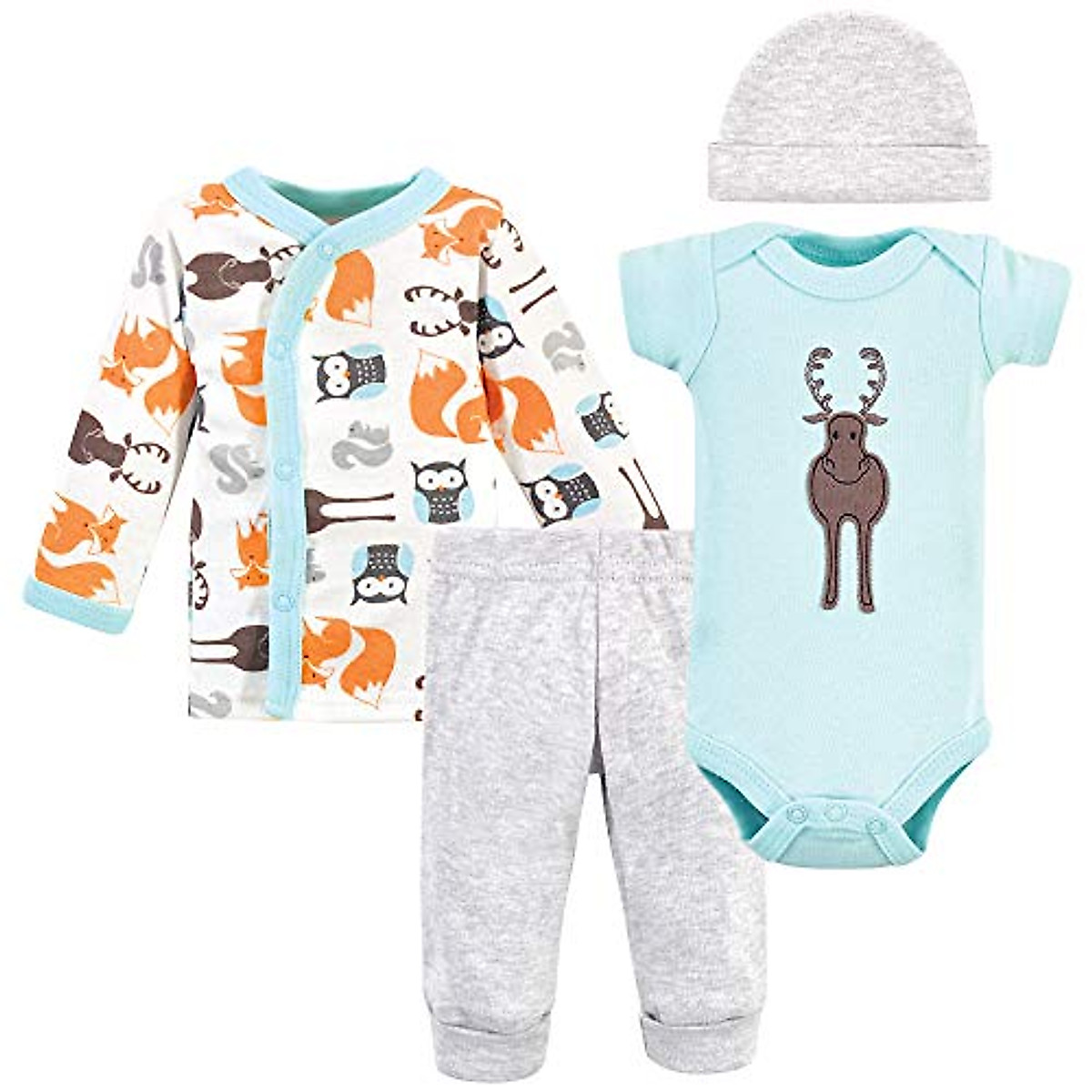 Hudson Baby Unisex Baby Preemie Layette Set 4-Piece, Moose, Preemie