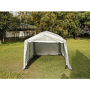 WALCUT Carport Garage Car Canopy Tent for Patio Garden Storage Large Portable Heavy Duty Grey 10 x 10 x 8 Feet Peak Roof Auto Shelter Outdoor Sheds