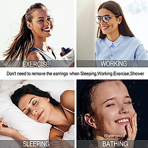 LOLIAS 21Pairs Surgical Steel Flat Back Earrings Hypoallergenic 20G Screw Back Nap Stack Cartilage Earring Stacks