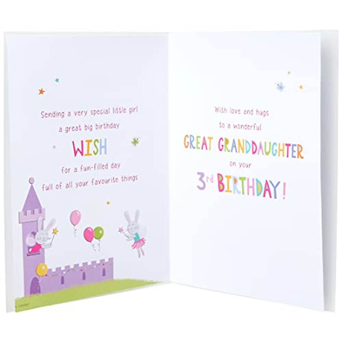 Regal Publishing Juvenile Birthday Card Age 3 Great Granddaughter - 9 x 6 inches