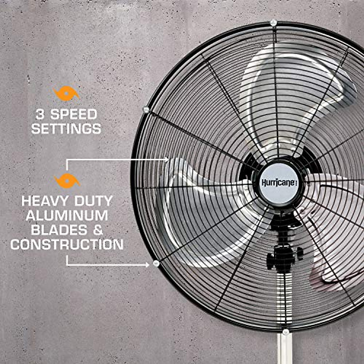 Hurricane Stand Fan - 20 Inch, Pro Series, High Velocity, Heavy Duty Metal For Industrial, Commercial, Residential, & Greenhouse Use - ETL Listed, Black