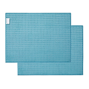Cannon Thomas 288 Filament, 100% Polyester Microfiber Front and Mesh Back Reversible Dish Drying Mat (15"L x 20"W) for Home, Office and Restaurants, Highly Durable, Quick Drying (2 Pack, Blue)…