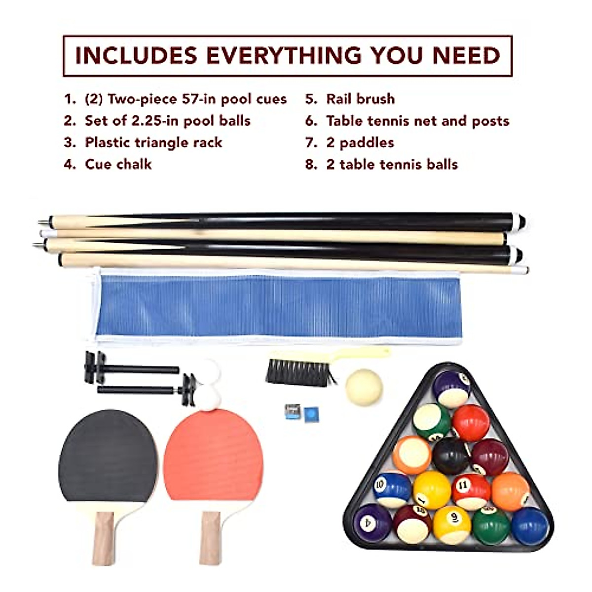 Hathaway Newport 7-ft Pool Table Tennis Combination with Dining Top, Two Storage Benches with Accessories - Driftwood