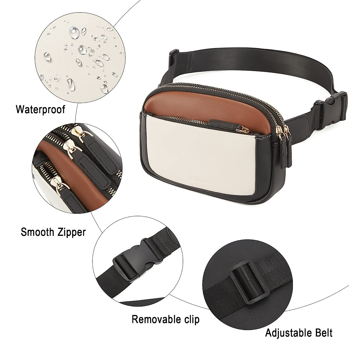 CLUCI Belt Bag for Women, Mini Everywhere Crossbody Waist Bag Adjustable Strap, Vegan Leather Women's Fanny Pack