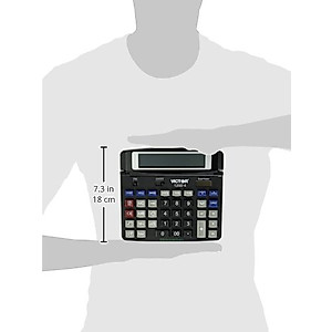 Victor 1200-4 12-Digit Large Professional Desktop Calculator, Battery and Solar Hybrid Powered Tilt LCD Display, Great for Home and Office Use, Black