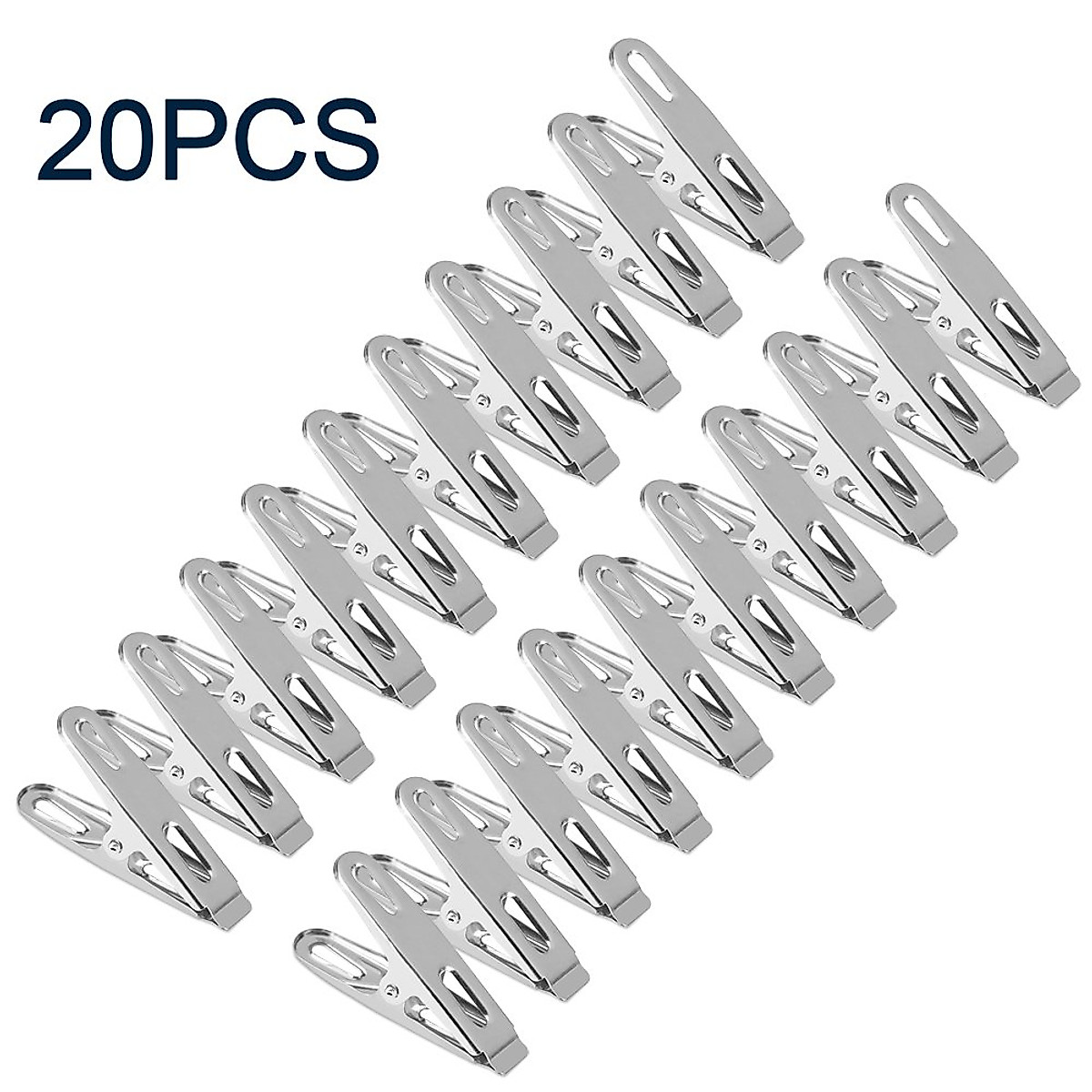 Tyenaza 20 Pack Stainless Steel Clothespins, Metal Laundry Clips Binder Clips Hanging Clips for Outdoor Clothesline Home Food Bag Sealing Photos