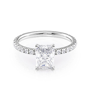 Beverly Hills Jewelers 2 Carat Radiant Cut Moissanite Engagement Ring w 1/4 Carat Natural Diamond - 14K White Gold (G-H/VS, G-H/SI, cttw, DEW) Anniversary Promise Ring for Women Size 6.5 Made in USA