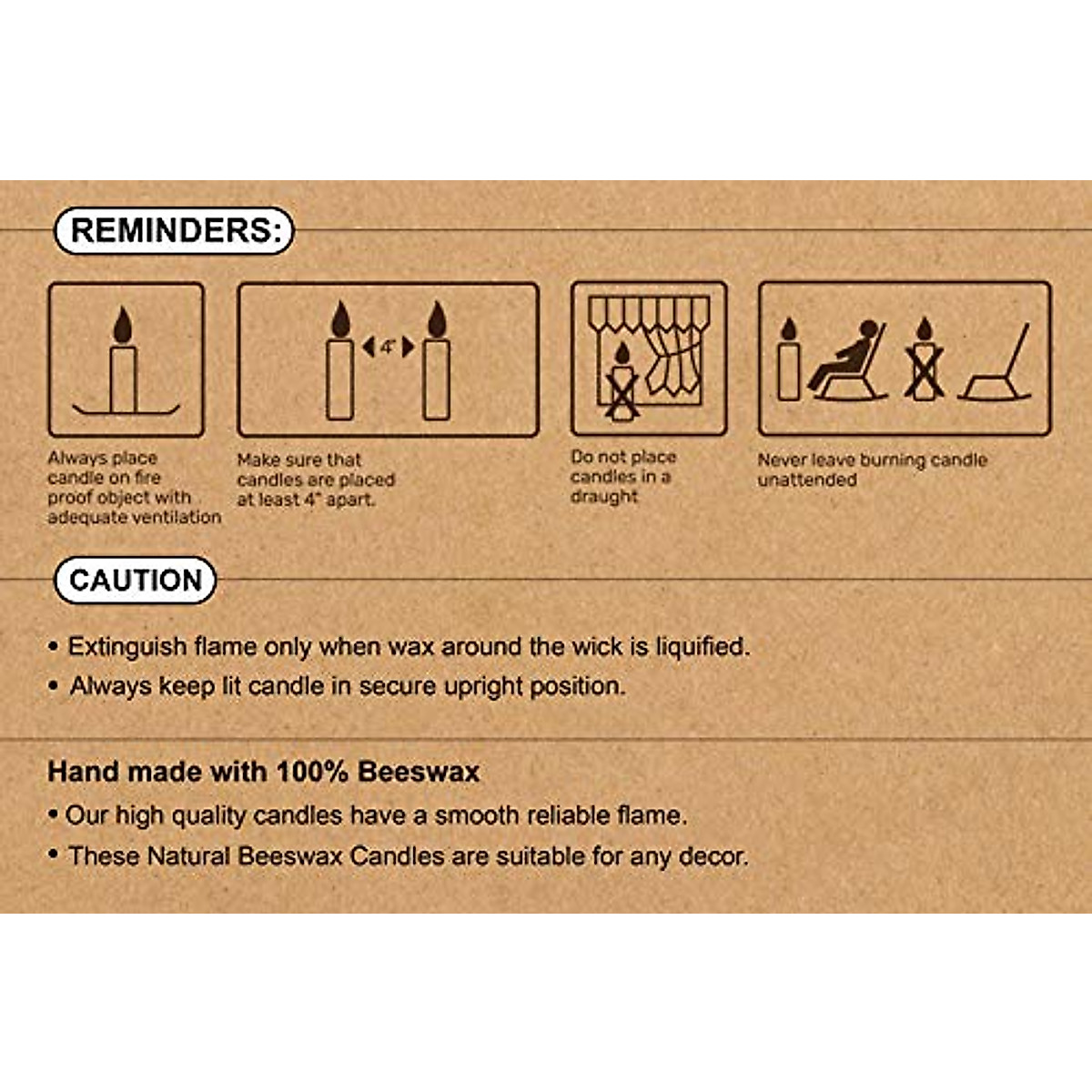 Hyoola 6" Beeswax Taper Candles - 6 Hour Burn Time - White Beeswax Candles - 2 Pack