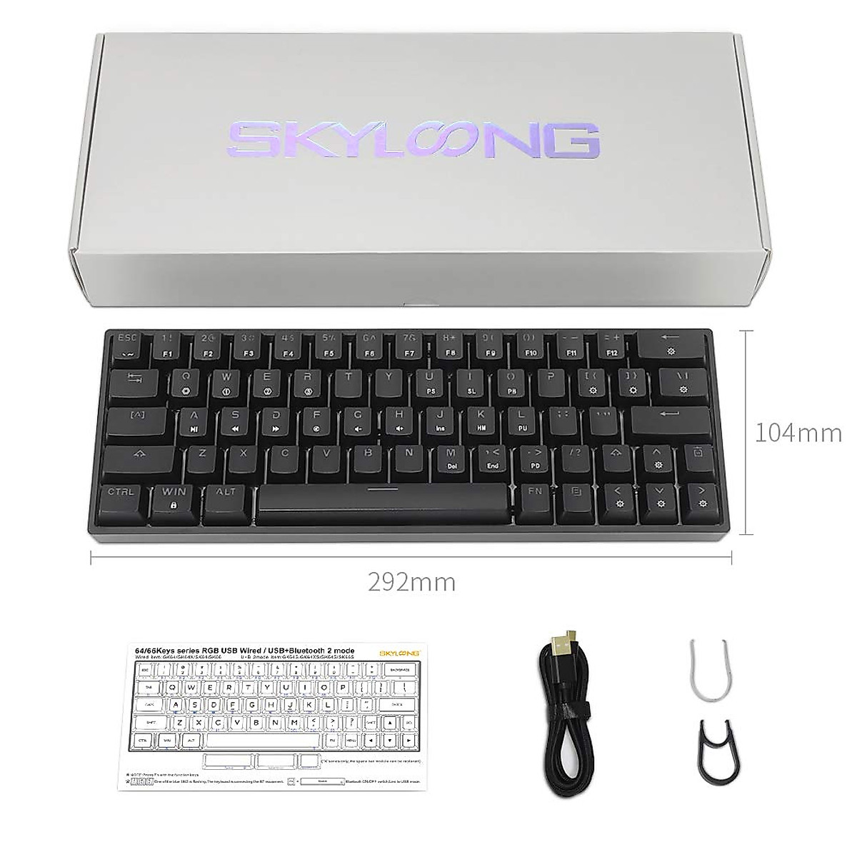 YUNZII SK64 64 Keys Hot Swappable Optical Mechanical Keyboard with ABS Shine-Through Keycaps, RGB Backlit, Programmable for Win/Mac/Gaming (Gateron Optical Blue, Black)
