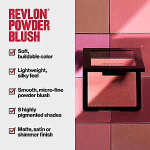 Revlon Powder Blush Face Makeup, High Impact Buildable Color, Lightweight & Smooth Finish, 020 Ravishing Rose, 0.17 oz
