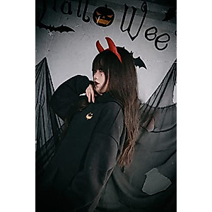 C-ZOFEK Halloween Women Men Long Sleeve Pumpkin Skeleton Pullover Hoodie (XX-Large) Black Orange