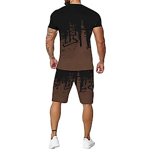 Men Short Sets Outfits 2 Piece Muscle Slim Fit Casual Summer Tracksuit Short Sleeve T-Shirt and Shorts Set Jogging Sweatsuit