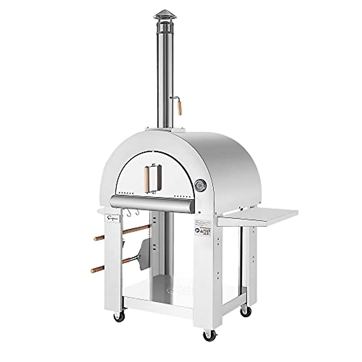 Empava 32.5" Wood Fired Pizza Oven Grill with Side Panel for Outdoor Kitchen in Stainless Steel