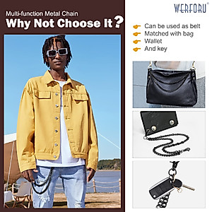 WERFORU Men Women Heavy Duty Wallet Chain Hip Hop Punk Jeans Chain Biker Motorcycle Keychain