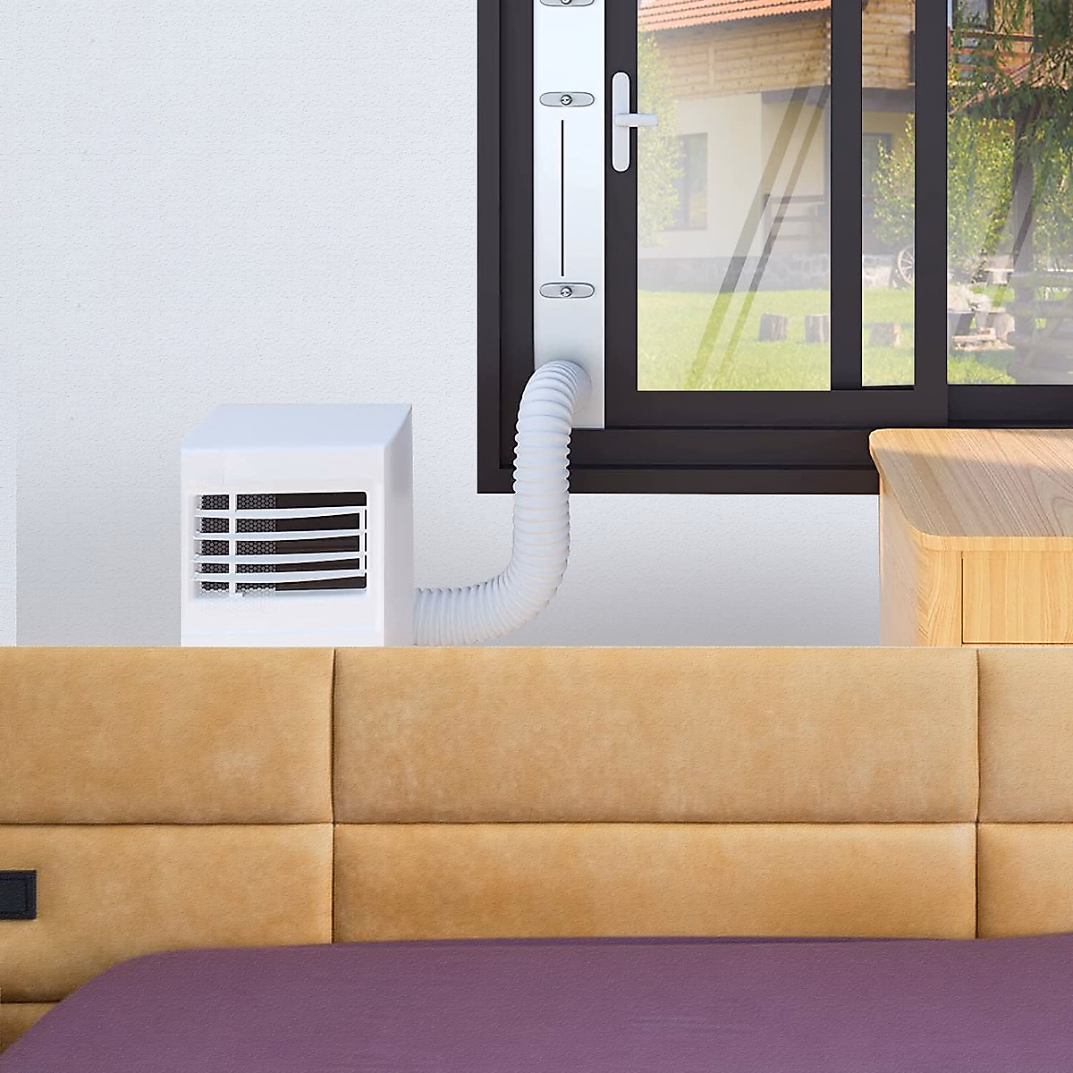 Portable Air Conditioner Window Kit for 15cm/5.9Inch or 13cm/5.1Inch Exhaust Hose with Apartments Coupler Adjustable Window Seal Not Include Exhaust Hose for AC Unit, AC Window Vent Kit