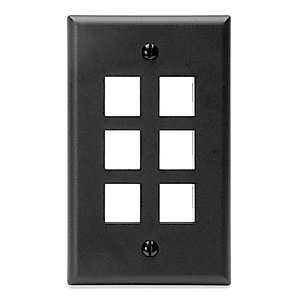 Leviton 410806EP (41080-6EP) QuickPort Single-Gang 6-Port Wallplate (Black)
