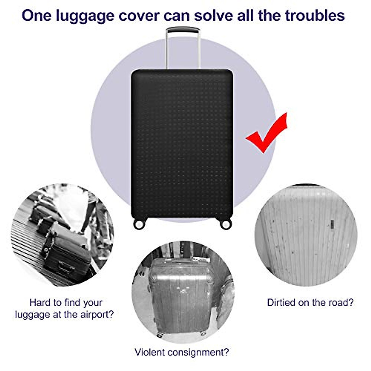 7-mi Travel Luggage Cover Protector, Washable Suitcase Protector Anti-scratch Spandex Baggage Covers Fits 31-32 Inch Luggage