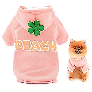SMALLLEE_LUCKY_STORE Cute Fruits Puppy Fleece Pullover Hoodie Sweatshirt Sweater for Small Medium Dogs Cat Boy Girl Yorkie Chihuahua Kitten Warm Fall Winter Clothes,Pink,L