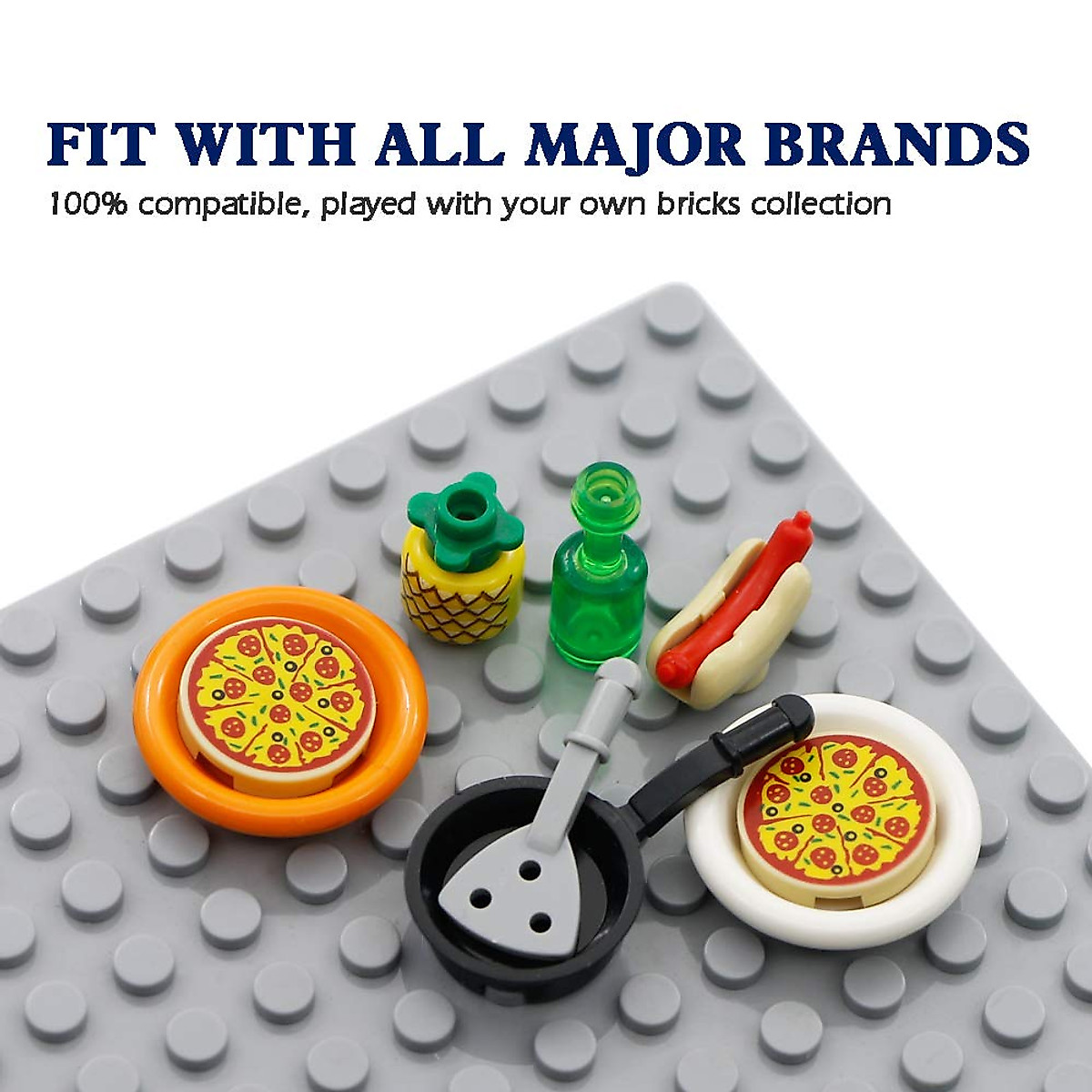 City Food Accessories - Building Block Friends Animals Bricks, People House Kitchen Farm Restaurant MOC Pieces Parts, Classic Party Favors Toys for Boys Girls