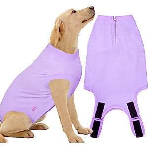 Wabdhaly Dog Surgery Recovery Suit for Large Female Spay,Anti Licking Dog Surgical Recovery Onesie,Fashion Striped Purple XL